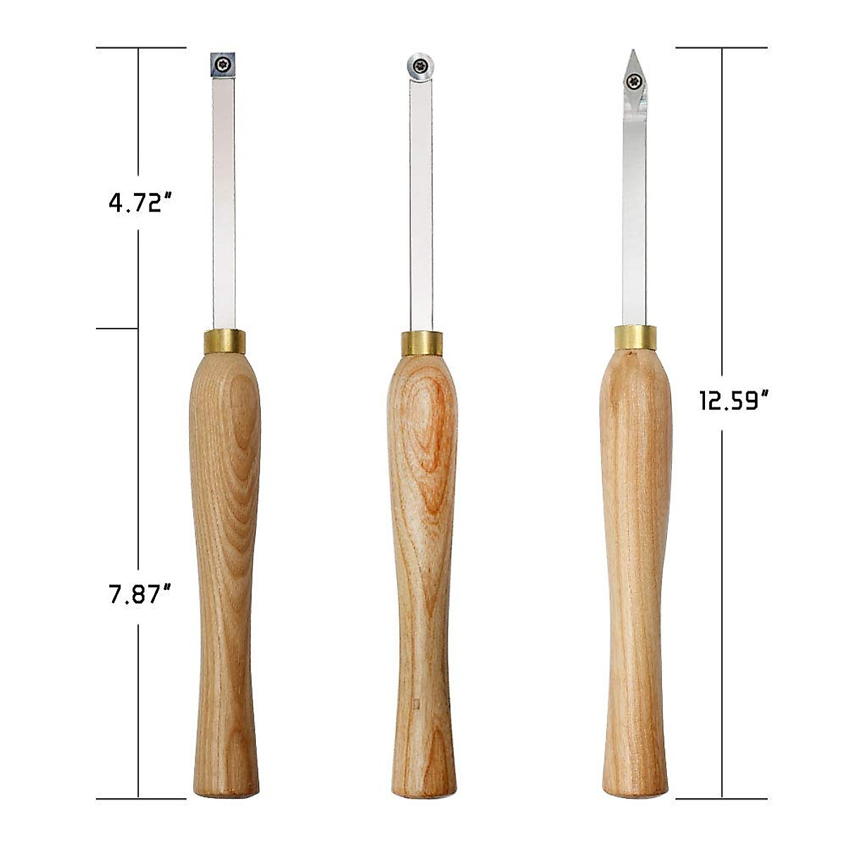 YUFUTOL Carbide Woodturning Tool Mini Size (3 Piece Set) Includes Diamond Shape, Round and Square Turning Tools With Comfort Grip Handles Perfect For Turning Pens or Small to Mid-Size Turning Project