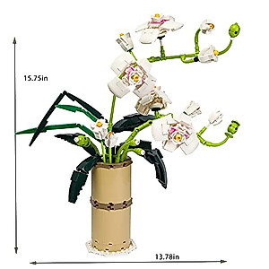 588 Pieces Flower Bouquet Building Kit Orchid Bonsai Building Blocks Set for Adults,Valentine's Day Birthday for Her,Artificial Flowers DIY Home Office Decor