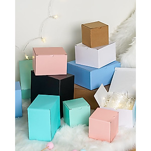 JTRF Corrugated Cardboard Gift Boxes with Lids – 10-Pack Recyclable Cardboard Boxes for Gifts, Invitations, Organization Sturdy Kraft Boxes – Gift Boxes Bulk Pack (8 x 8 x 4) (Pink)