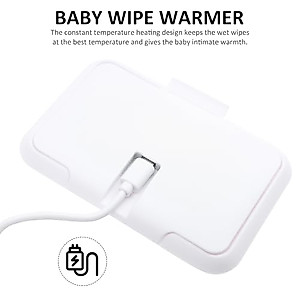 Diaper Wipe Warmer 8W Baby Wipe Warmer Portable Baby Dispenser Plastic Tissue Storage Box Dispenser Holder for Home Car White Heater