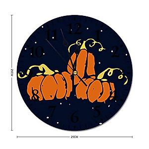 Happy Clocks, Fall Clock, Round Silent Non-Ticking Clock, Battery Operated Wall Clocks, Easy to Read for Kids Living Bedroom Clock, 10 inch