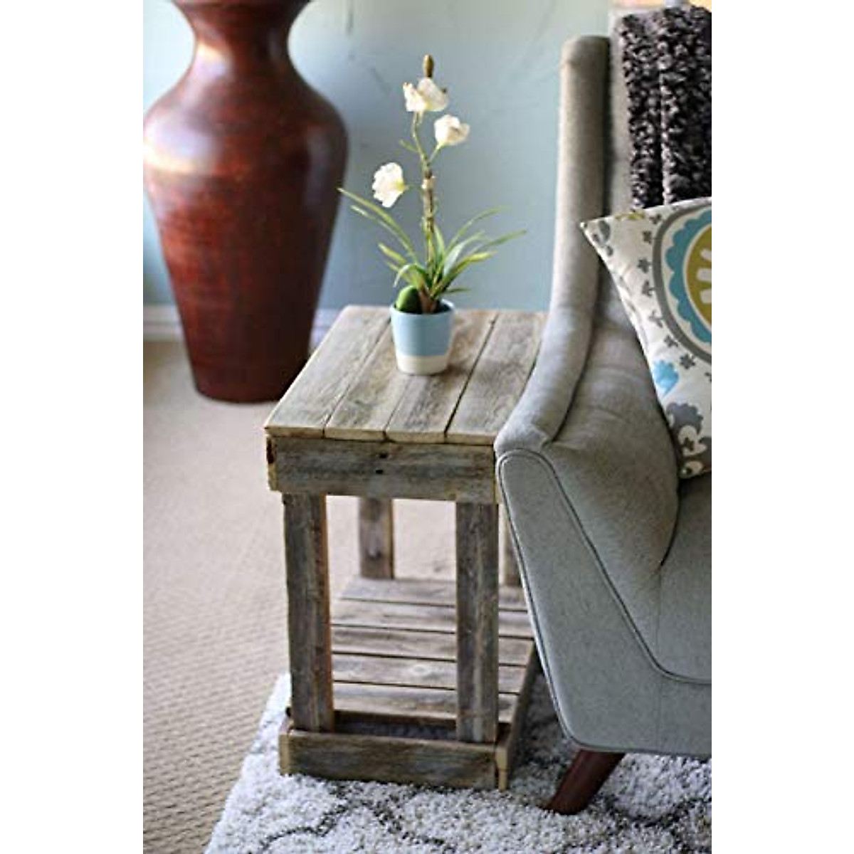 Natural Slatted End Table