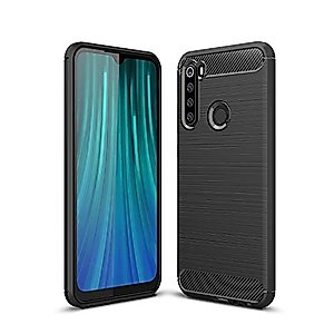 CruzerLite Xiaomi Redmi Note 8 Case, Carbon Fiber Texture Design & Leather Texture Design Back Cover Anti-Scratch Shock Absorption Case for Xiaomi Redmi Note 8 (Black)