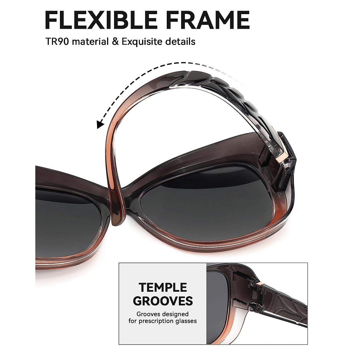 Meeloog Polarized Fit Over Glasses Sunglasses for Women, Oversized Fashion Big Sun Glasses Trendy Shades for Driving MST0079 (P1 Gradient Grey Frame/Grey Lens)