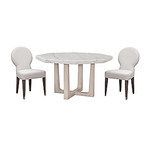 Bassett Mirror Newport Ashe Wood Dining Table with Marble Top in White