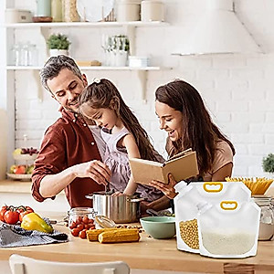 Large 1.3" Diameters Cereal Containers Storage Airtight Dispenser Dry Food Storage Pouches with Lids Grain Moisture-Proof Sealed Bag Clear Ziplock Bags Reusable Kitchen Organization Stackable 5 Pcs