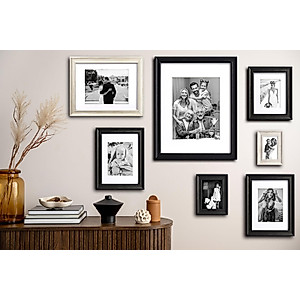 Yaetm 16x20 Picture Frame Matted to 11x14 Set of 2, 1.4" Wide Molding & Distressed Black Poster Frames 16 x 20 inches, Wall Gallery Rustic Frame Set for Wall Mounting (2 pack, Black)