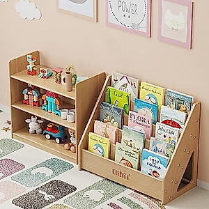 ERUGI Front-Facing Montessori Bookshelf,5 Tier Book Display Shelf for Toddler,Kids Storage Magazine Rack,Solid Wood Bookcase Organizer,Perfect for Playroom,Bedroom,Study Living Room,Nursery,Classroom