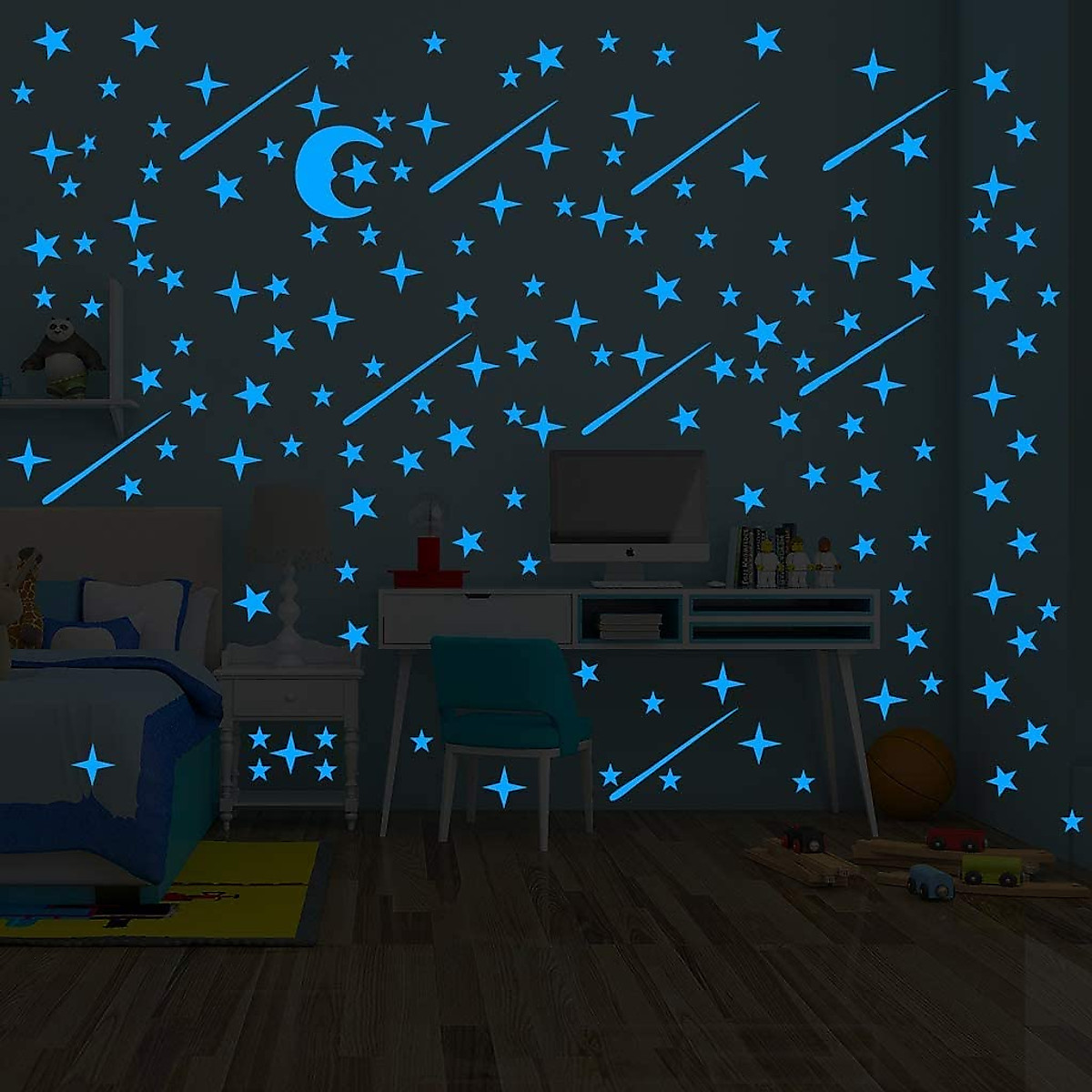 Glow in The Dark Stars Stickers for Ceiling and Wall, 216 Pcs Glowing Stars for Ceiling,Star Wall Decals for Kids Baby Room Birthday Gift