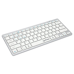 Manhattan Small Bluetooth Wireless Keyboard - Dual Modes of 2.4G + Bluetooth 4.2 - Connects Up To 3 Devices – Slim Mini Size – for Tablet, Mac, iPad, Apple, Android, Windows –3 Yr Mfg Warranty –180566