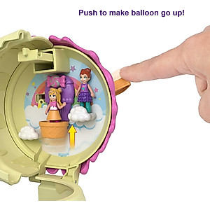 Polly Pocket Dolls and Accessories, Ice Cream Cone-Shaped Playground with 3 Floors and 2 Micro Dolls, Spin ‘n Surprise Compact​​