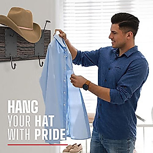 A.J. Boone Cowboy Hat Holder – Set of 2 Decorative, Wall-Mounted Hat Hooks – Heavy-Duty, Handcrafted, Iron Cowboy Hat Rack and Coat Rack for Storage and Display – Rustic Western and Farmhouse Décor