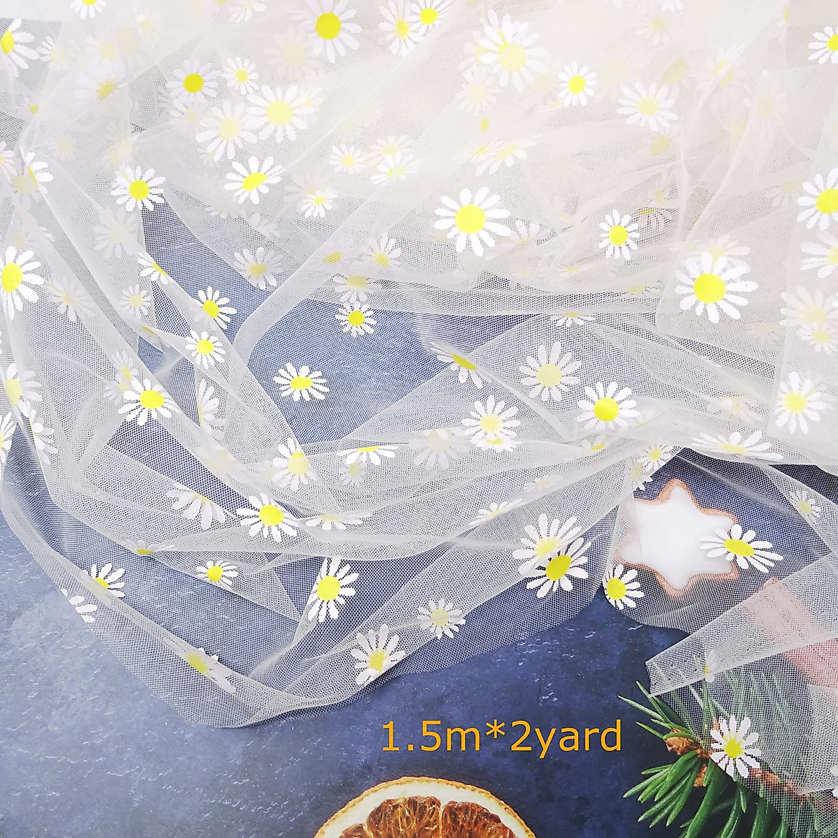 Honbay 1.6 x 2yard Daisy Tulle Net Yarn for Background Decoration or DIY Crafts Making