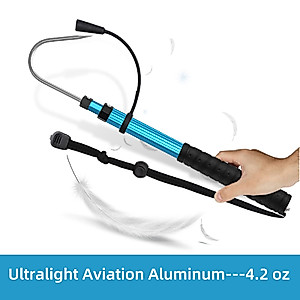 SAN LIKE Telescopic Fishing Gaff,Aluminum/Fiberglass Pole with Nonslip Rubber Handle,Stainless Steel Hook with M8 Screw, Fish Gaff Can Float When Extending - Good for Freshwater and Saltwater Fishing