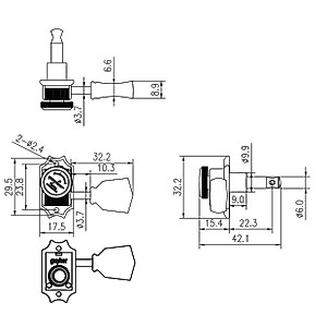 Guyker 6Pcs Guitar Locking String Tuning Pegs (3R + 3L) – 1:15 Vintage Deluxe Style Tuners Key Machine Heads Set with Keystone Knob Replacement for Les Paul Style Electric or Acoustic Guitar - Chrome
