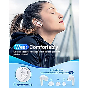 Eumspo Wireless Earbuds Bluetooth V5.1 Earbuds 35H Playtime Stereo Sound in-Ear Bluetooth Headphones Waterproof Touch Control Wireless Headphones with LED Charging Case for Sports Running Workout