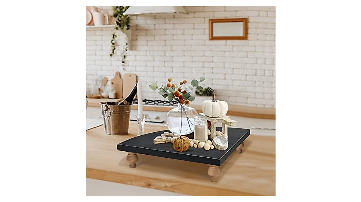 Rustic Wood Corner Counter Shelf - Farmhouse Decor