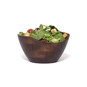 Lipper International Set of 4 Walnut Finish Small Wavy Rim Bowls