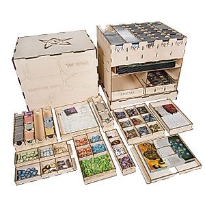 The Broken Token Arkham Horror 2nd Edition Compatible Game Crate - Wooden Storage Box with Multiple Trays and Dividers