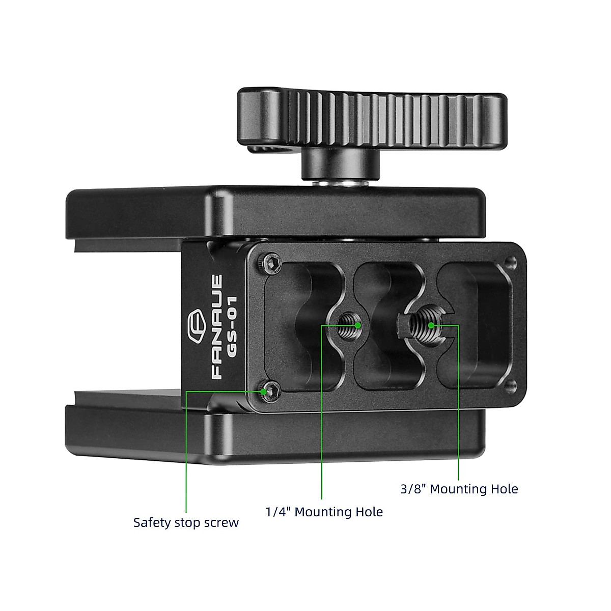 FANAUE GS-01Arca Swiss Rifle Saddle Mount, Hunting Tripod Clamp with Quick Release Plate, Shooting Tripod Rest, Enhanced Accuracy Ball Head & Adapter for Hunting and Shooting