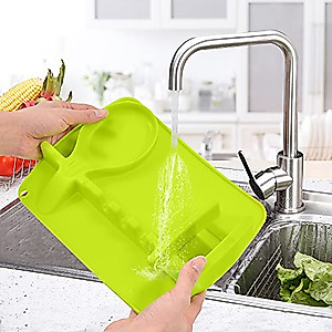 TATBOOMU Silicone Spoon Rest 3 in 1 Larger Size Silicone Spoon Holder for Stove Top,Upgraded Utensil Rest with Drip Pad for Multiple Utensils,Pot lid holder,Easy to Clean (Green)