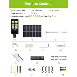 HYKOONT Solar Street Light, 500W Solar Parking Lot Lights Dusk to Dawn Outdoor Solar Lights, IP66 Waterproof 6500K Street Light Solar Powered Lighting for Garage,Garden,Patio (792 LEDs)