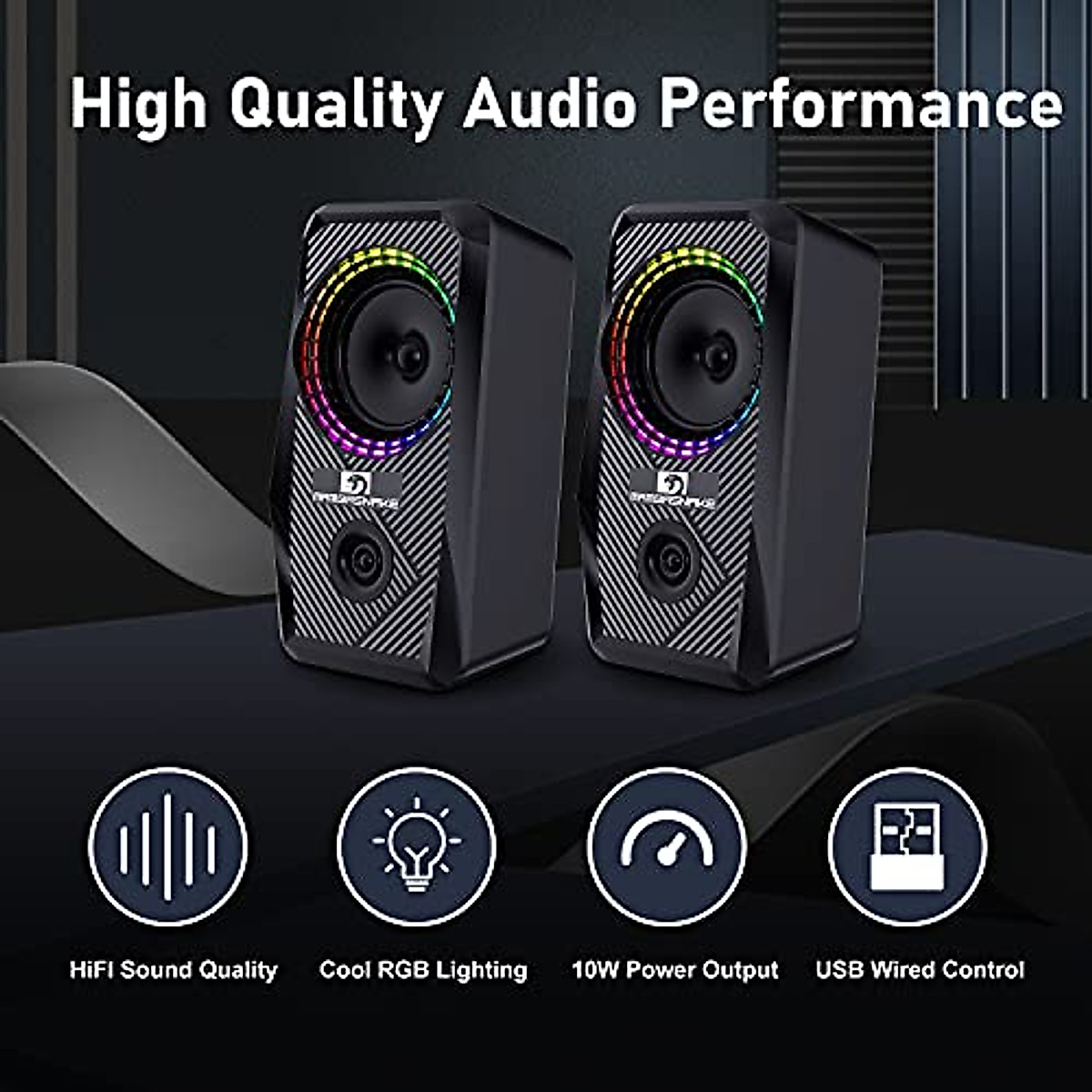 5 in 1 Wired Gaming Keyboard Mouse Headphone and Speaker Combo with Multi RGB Backlight Ergonomic 104 Key Adjustable Mic 2400DPI Mice Large Mousepad Waterproof for PC Mac Gamer Office Typist(Black)