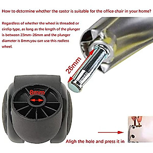 LAErper 2 Inch Stemless Caster,5pcs Black Silent Furniture Casters， Heavy Duty Office Chair casters for Chairs to Replace Mats,Replacement Swivel Accessories