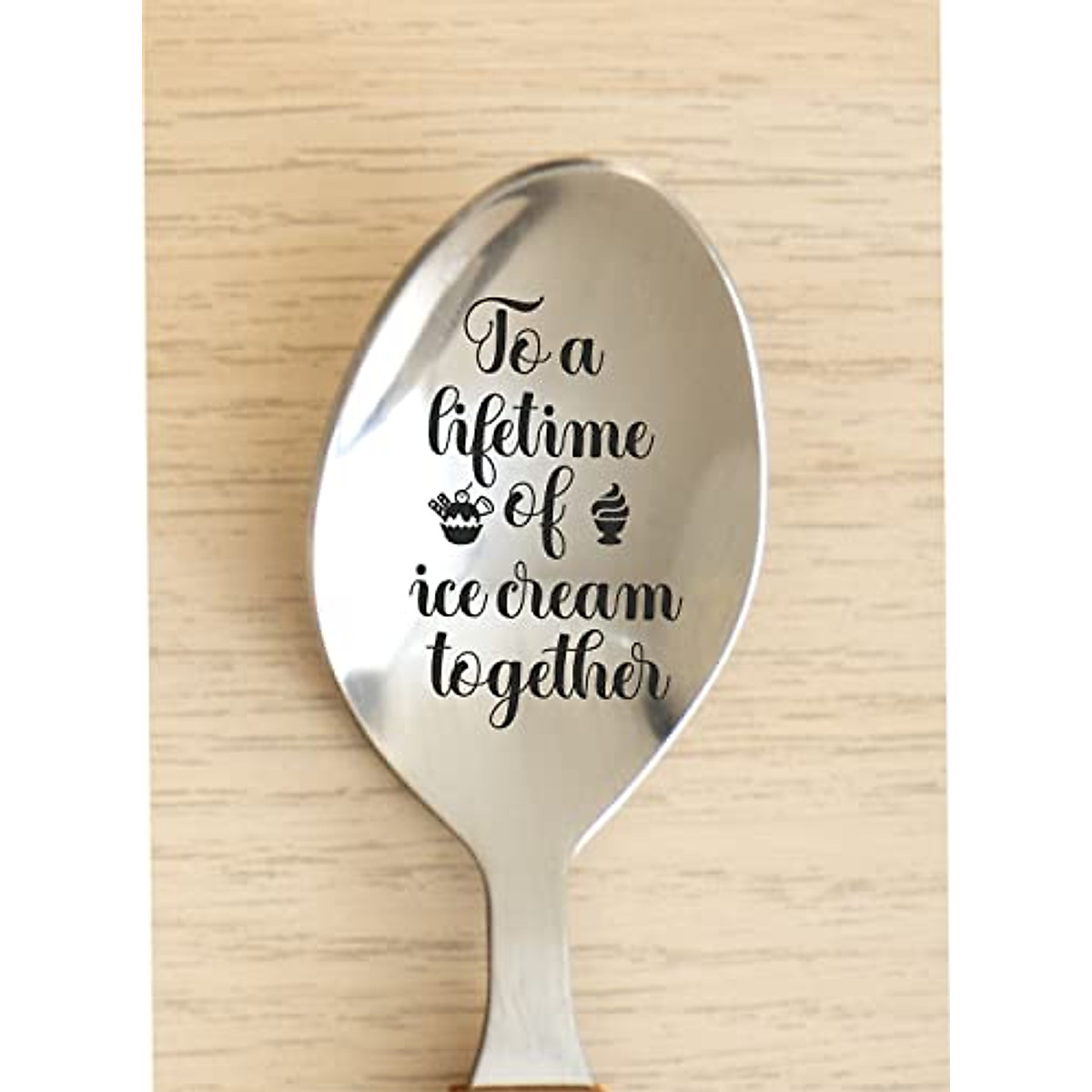 Weefair Ice Cream - Engraved Spoon Gift for Husband, Wife | Him, Her Birthday Anniversary Christmas Stocking Stuffer Lovers Dessert -7 Inches, Silver, WFR_LIFE-ICE21