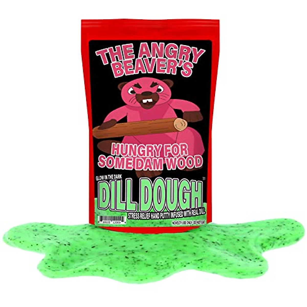 Angry Beaver Stress Relief Putty - Glow in The Dark Dill Dough - Funny Gag Gift for Women - Fun Stress Toy for Adults, Fidget Putty Stocking Stuffers, Relaxing Gift Baskets