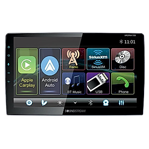 SOUNDSTREAM Double Din Car Stereo | Touchscreen 10 .6 Inch Car Radio Multimedia Player w/Apple CarPlay Android Auto Bluetooth Mirror Link | Touch 10” Car Audio Receivers Supports USB SD AUX Camera