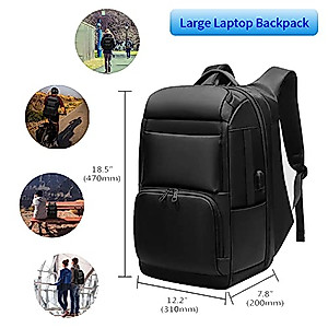 Eurcool Laptop Backpack for Men,Multifunction Business 15.6/17/17.3 inch Laptop Backpack,with USB Charging Port Waterproof Travel Bag, Black-07, Large