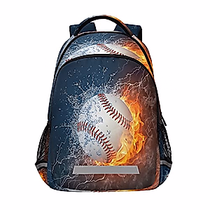 Kcldeci Baseball Ball in Fire and Water Preschool Backpack Kindergarten Little Kid Toddler School Backpacks Bookbag for Boys and Girls with Chest Strap