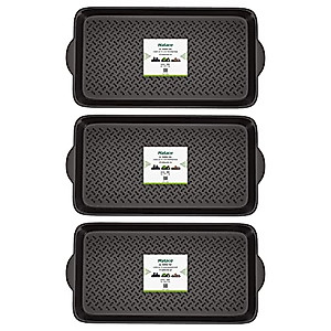 Matace 100% Rubber Boots Tray for Entryway - Rubber Mat - Shoe Tray - Rubber Shoe Mats for Shoes and Boots - Indoor and Outdoor Use, 3 Pack, 27.95"x 15.74", Black