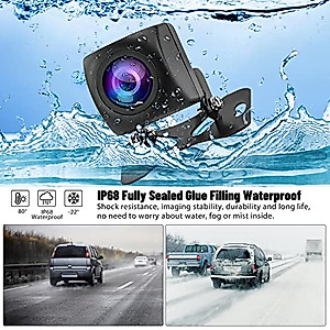 Car Backup Camera, AHD Rear View Camera Night Vision Waterproof Reverse Camera 170° Wide View Angel with Mount Brackets for Universal Cars, SUV, Trucks, RV and More