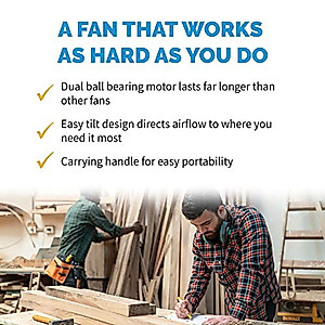 NewAir Floor Fan, 18" High Velocity Industrial Portable Shop Fan with 3 Speed Settings, WindPro18F,Black