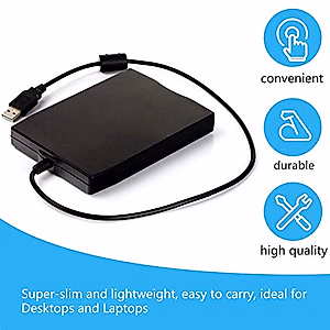 Tatoonly Superjiuex 3.5 inch 1.44MB FDD Black USB Portable External Interface Floppy Disk FDD External USB Floppy Drive for Laptop