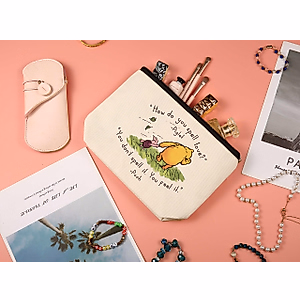 ZVMIS Cosmetic Case - Beige Canvas - Multifunctional Storage Bag for Women and Girls - Travel Accessory Pouch - Best Friends Gift