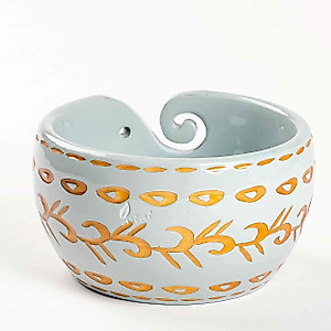 INTAJ Yarn Holder for Knitting and Crocheting, Wooden Yarn Bowl Handmade, Crochet Yarn Storage Organizer, Yarn Bowls for Crocheting and Knitting Bowl Accessories and Gifts