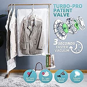 TAILINK Hanging Vacuum Storage Space Saver Bags 6 Pack (3 Long+3 Short) for Clothes, Winter Coats, Suits, Dress Garments, Variety Wide-Side Space Saver Garment Bags, Closet Organizer Save 80% Space