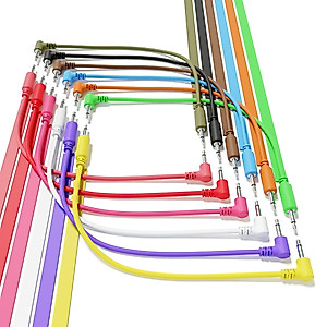 ExcelValley - Hybrid Mono Modular Patch Cables - TS 3.5mm 1/8" - Eurorack Synth Synthesizer [12-Pack | 20 cm - 7.87"]