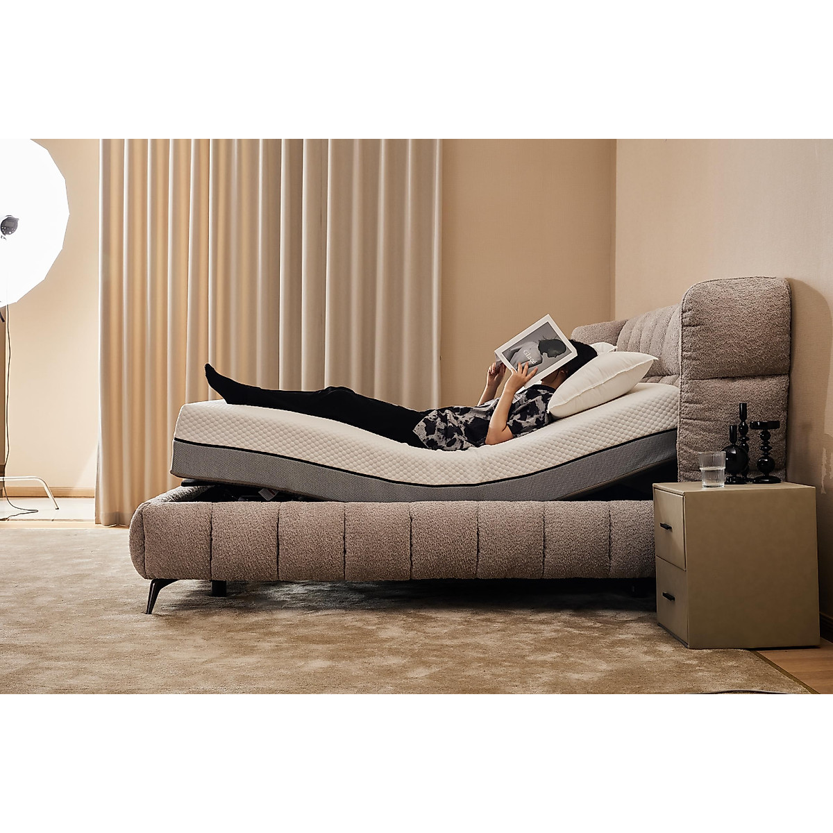 Yehha Queen Size Adjustable Bed Base, Metal Bedframe Base with 3 Sleep Modes, Wireless Remote Control, Head and Foot Lift, Whisper Quiet Durable Motor, Antique Black