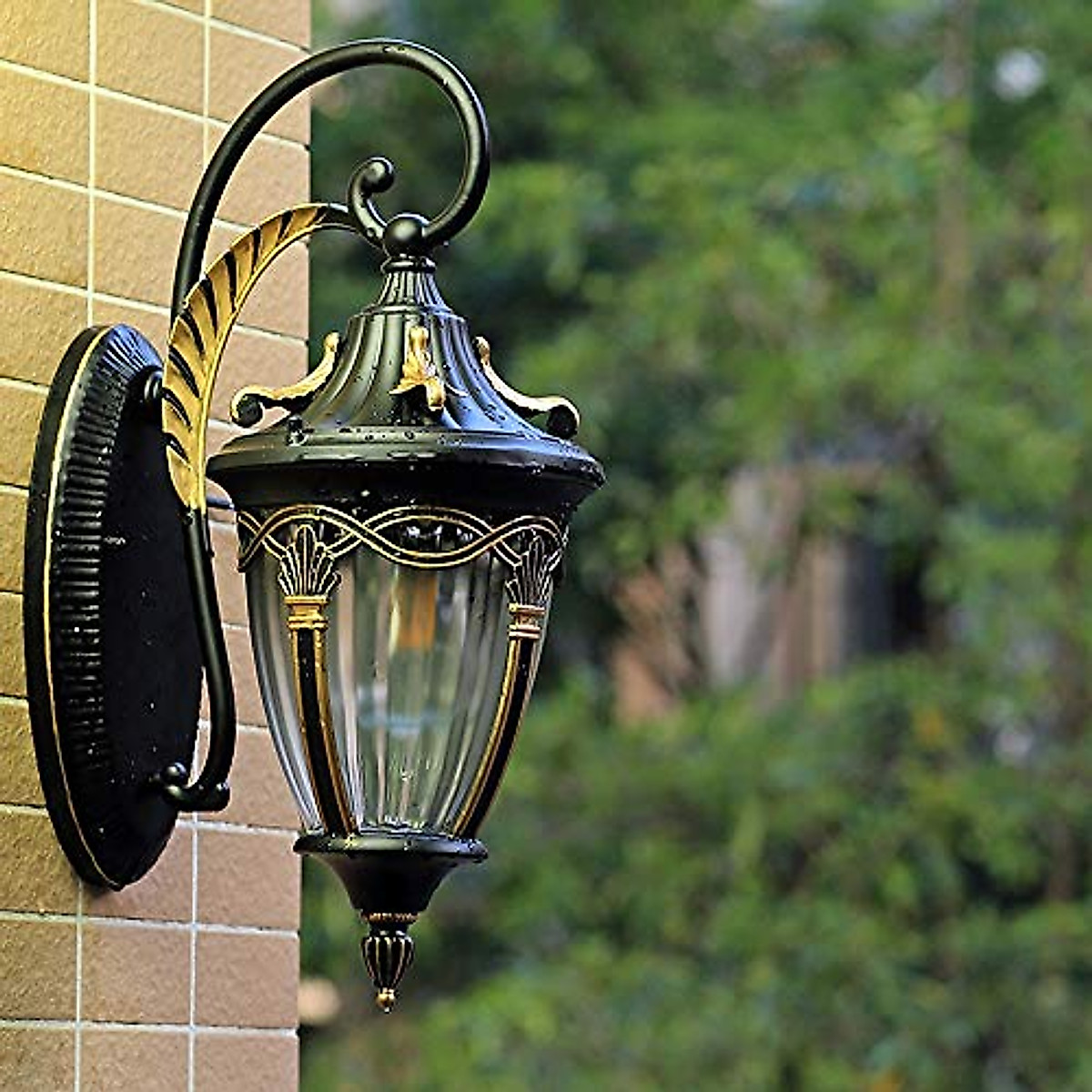 PEHUB Outdoor Wall Light Fixture, Industrial Vintage Sweep Black Metal ...