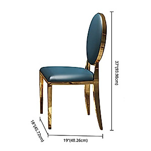LITFAD Modern Style Marble Table with White Table and Gold Trestle Base Rectangle Shape Dining Table and Chairs for 6 Restaurant Table Set - 55.1" L x 31.5" W x 29.5" H Table with 6 Chairs