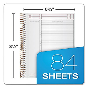 TOPS Products Journal Notetaking Planner, Wirebound, Ruled, 8-1/2"x6-3/4", Black (TOP63827) , White