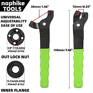 5/8"-11 Angle Grinder Extension Shaft Connecting Rod 3PCS with 1PC Universal Adjustable Spanner and 3 Sets Flange Nut，Compatible with Makita, Dewalt, Bosch, Hitachi, Milwaukee, Metabo and other brands
