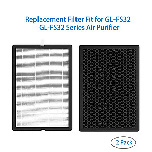 Bibolic Replacement Filter Compatible with GL-FS32 Series Air Purifier, 2 Pack True HEPA Replace Filters
