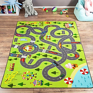 HOMORE Kids Play Mat Rug, Fun and Educational City Play Rug for Hot Wheels Track Racing and Toys, Kids Carpet Playmat Area Rug for Children Bedroom Play Room Nursery, 3x5 Feet