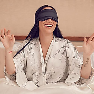 Slip Silk Sleep Mask, Black (One Size) - 100% Pure Mulberry 22 Momme Silk Eye Mask - Comfortable Sleeping Mask with Elastic Band + Pure Silk Filler and Internal Liner