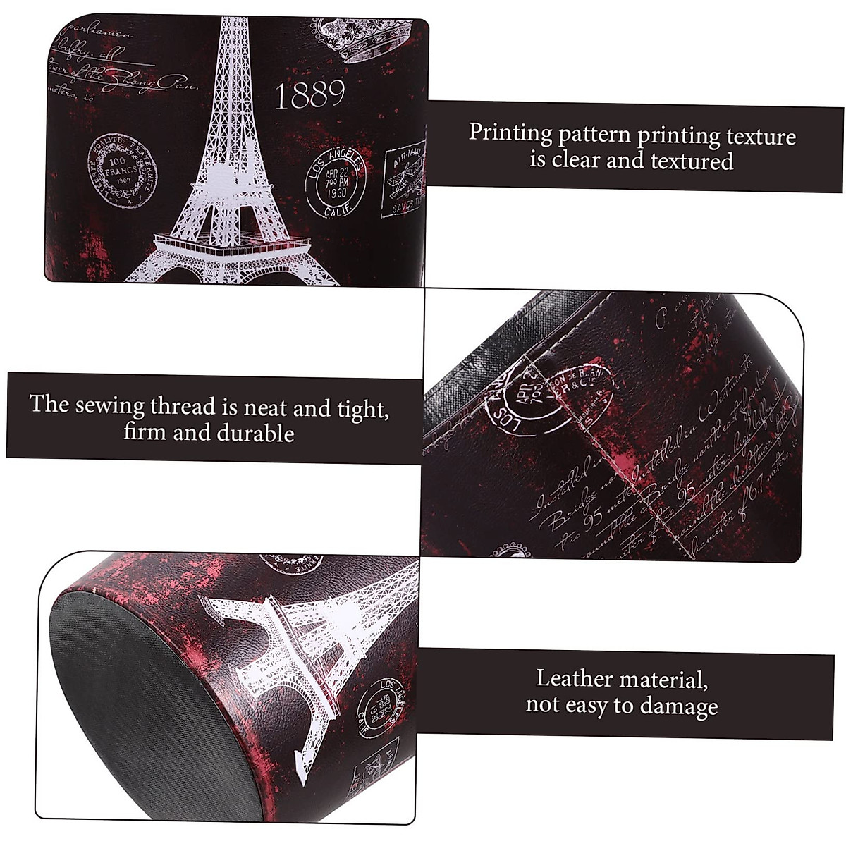 BUGUUYO Vintage Style 13 Gallon Faux Leather Trash Can with Lid for Home, Office, Kitchen